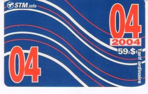 Transport Ticket: April 2004 (STM - Société de Transport de Montréal ...