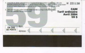 Transport Ticket: April 2004 (STM - Société de Transport de Montréal ...