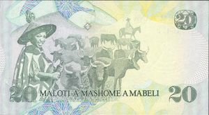 Billete de Banco: 20 Maloti (Lesotho(1981 & 1984 Issue) Wor:P-7b