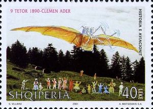 Stamp: Clement Ader's flight of the Ader Éole in Brie (9 Oct 1890 ...