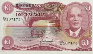 Banknote: 1 Kwacha (Malawi(1976-1985 Issue) Wor:P-14d 💴