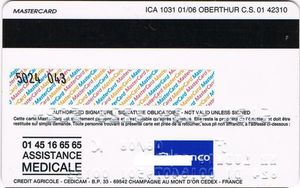 Bank Card: Mastercard (Credit Agricole, FranceCol:FR-MC-0011