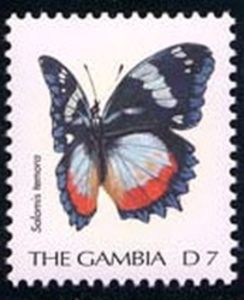 Stamp: Blue Mother-of-pearl (Salamis temora) (Gambia(Butterflies (2001 ...