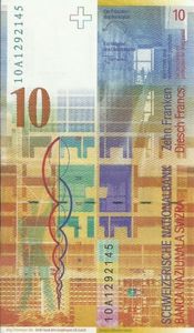 Banknote: 10 Franken/Francs/Franchi (Switzerland(1994-2014 Issue ...