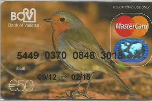 Bank Card: Bank of Valletta - Birds (Bank of Valletta p.l.c., Malta ...