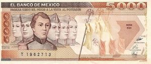 Banknote: 5,000 Pesos (Mexico(1985-1991 Issue) Wor:P-88c.6