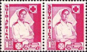 Stamp: Nurse and Ambulance (South Africa(War Effort (Large Format)) Mi ...