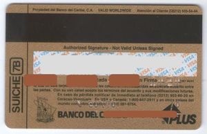 Bank Card: Banco Del Caribe (Banco Del Caribe, VenezuelaCol:VE-VI-0424