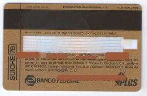 Bank Card: Banco Federal (Banco Federal, VenezuelaCol:VE-VI-0427
