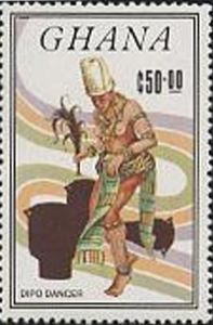 Stamp: Dipo (Ghana) (Native dancers) Mi:GH 1070,Sn:GH 943,Yt:GH 858,Sg ...