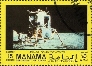 Stamp: Apollo 12 - Full view of Intrepid (Manama(Space exploration ...