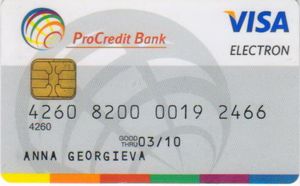 Bank Card: ProCredit Bank Visa Electron - 06900165 (ProCredit Bank ...