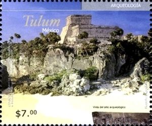 Stamp: Archeology in Tulum (Mexico(Archeology in Tulum) Mi:MX 3737,Sn ...