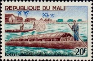 Stamp: Fishing from Canoe (Mali(River Fishing) Mi:ML 127,Sn:ML 90,Yt:ML ...