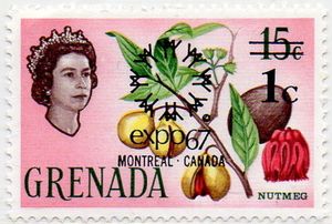 Stamp: Nutmeg (overprinted) (Grenada(Expo 67, Montreal) Mi:GD 228,Sn:GD ...