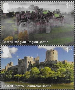 Stamp: Castell Rhaglan/Castell Penfro (United Kingdom of Great Britain ...