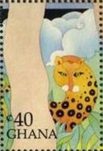 Stamp: Leopard,Tree Trunk (Ghana(Shakespeare) Mi:GH 1311,Sn:GH 1147O,Yt ...