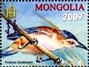 Stamp: Mongolian Ground-jay (Podoces hendersoni) (Mongolia(Endangered ...