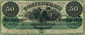 Billete de Banco: 50 Dollars (Estados Confederados de América(1861 ...