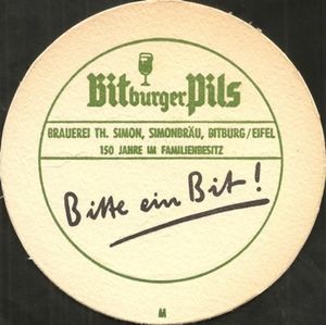 Beer Coaster: Bitburger (Bitburger Brauerei, Germany, Federal ...