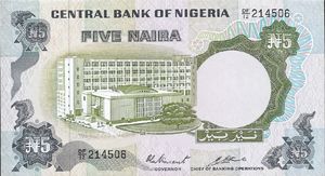 Banknote: 5 Naira (Nigeria) (1973-1978 ND Issue) Wor:P-16c