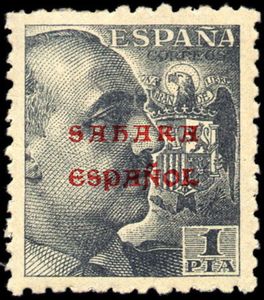 Sello: Enabled Spain stamps (Sahara español(Sellos de España 1940 ...