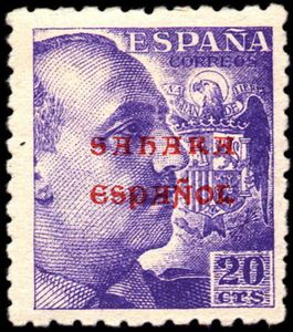 Sello: Enabled Spain stamps (Sahara español(Sellos de España 1940 ...