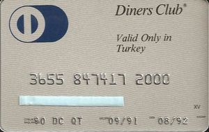 Bank Card: Diners Club (Koçbank, Türkiye (Turkey)Col:TR-DC-0004