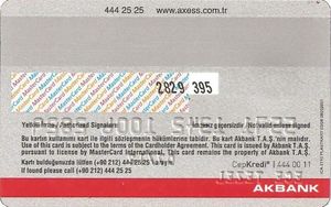 Bank Card: Axess (Akbank T.A.Ş., Turkey) Col:TR-MC-0033