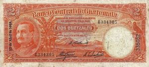 Banknote: 2 Quetzales (Guatemala(Ley 7 de Julio de 1926) Wor:P-7c 💴