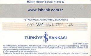 Bank Card: İŞ Bankamatik (Türkiye İş Bankası, Türkiye (Turkey)Col:TR-VE ...