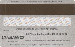 Bank Card: Citibank (Citibank, SpainCol:ES-VI-0433
