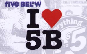 Gift Card: I love 5B (FiveBelow, United States of America) (FiveBelow ...
