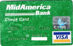 Bank Card: MidAmerica Bank (MidAmerica Bank, United States of America ...