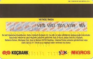 Bank Card: Migros Club (Koçbank, Türkiye (Turkey)Col:TR-VI-0029