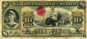 Banknote: 10 Pesos (Mexico(Specialized Issue "El Banco Nacional de ...
