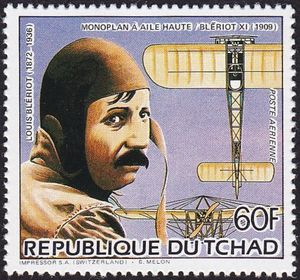 Stamp: Louis Bleriot (Chad) (Celebrities (1985)) Mi:TD 1103A,Sn:TD 548 ...