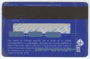 Bank Card: BBVA Banco Provincial (Banco Provincial, VenezuelaCol:VE-VI-0097