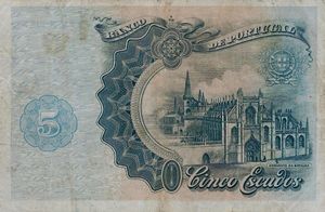 Banknote: 5 Escudos (Portugal(1920-1928 Chapa A, 1-3) Wor:P-120a.4