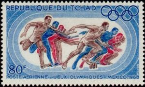 Stamp: Relay Race (Chad(Summer Olympic Games 1968 - Mexico City) Mi:TD ...