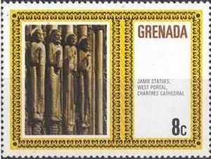 Stamp: Jamb Statues, West Portal, Chartres Cathedral (Grenada ...