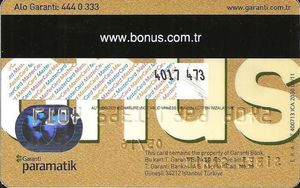 Bank Card: Bonus-plus (Garanti Bankası, Türkiye (Turkey)Col:TR-MC-0268
