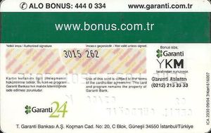Bank Card: +Bonus YKM (Garanti Bankası, Türkiye (Turkey)Col:TR-MC-0051