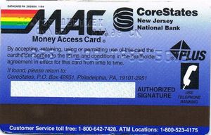 Bank Card: Core Card (New Jersey National Bank, United States of ...