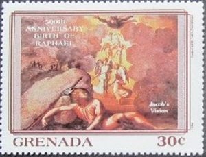 Марка: Jacobs Vision (Гренада(500th Birth Anniv. of Raphael) Mi:GD 1203 ...