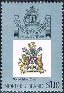 Stamp: Norfolk Island Crest (Norfolk Island(10th Anniversary of Self ...