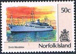 Stamp: "Dimitri Mendelev" (Russian Research Vessel) (Norfolk Island ...