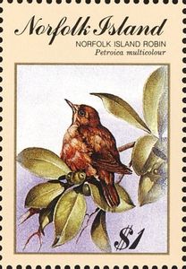 Stamp: Norfolk Island Robin (Petroica multicolor) Hen (Norfolk Island ...