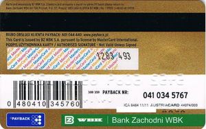 Bank Card: Payback (Bank Zachodni WBK, PolandCol:PL-MC-0057.01 💳