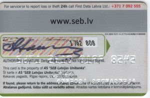 Bank Card: Classic (SEB Latvija Unibanka, LatviaCol:LV-MC-0054